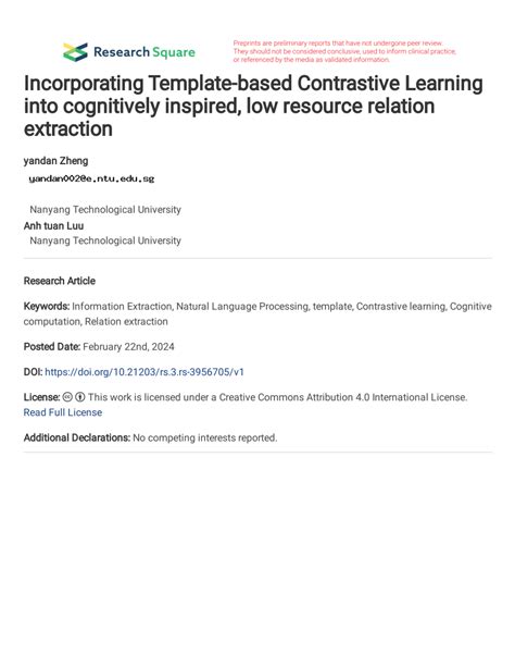 Pdf Incorporating Template Based Contrastive Learning Into