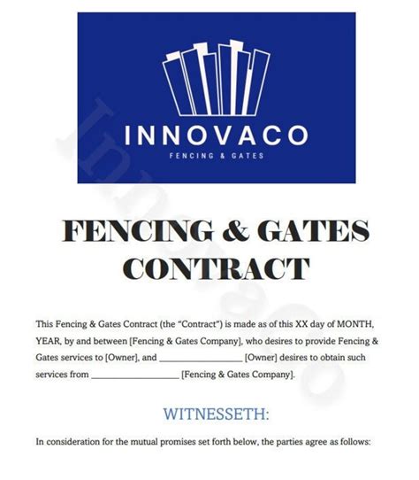 Fencing Contract Fencing Contract Template Fencing And Gates Install Agreement Fencing