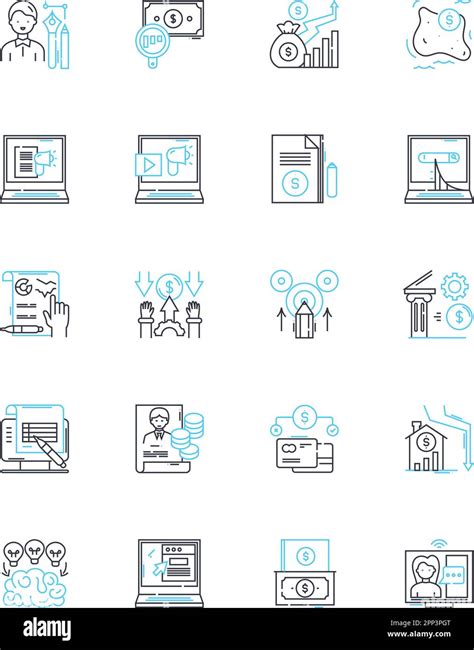 Stock Trading Linear Icons Set Shares Investment Market Trading Equity Bull Bear Line