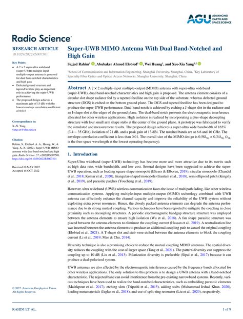 Super‐uwb Mimo Antenna With Dual Band‐notched And High Gain Request Pdf