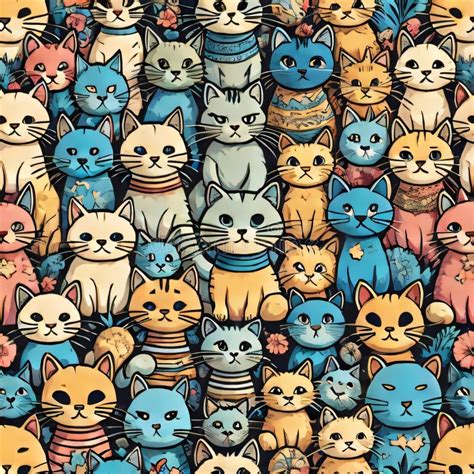 A Pattern Of Lots Of Cute Cats Stock Illustration Illustration Of