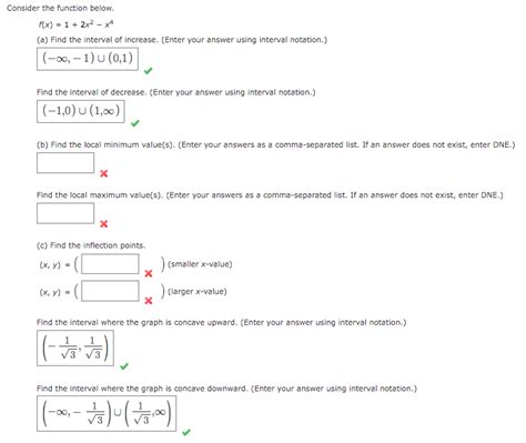 Solved Consider the function below. f(x)=1+2x2−x4 (a) Find | Chegg.com