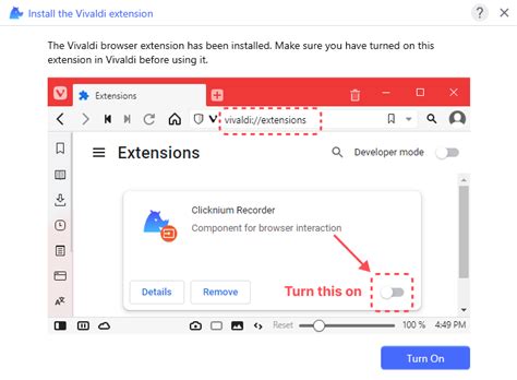 vivaldi extension clicknium