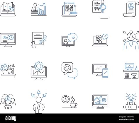 Productive Business Line Icons Collection Efficiency Organization Time Management