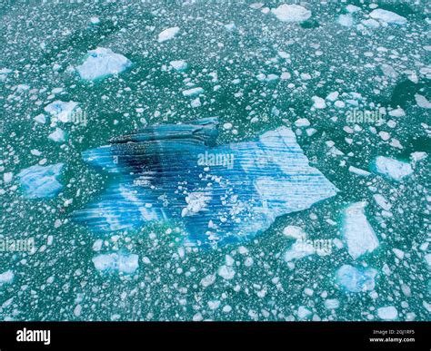 Usa Alaska Aerial View Of Shattered Icebergs Floating Near Calving