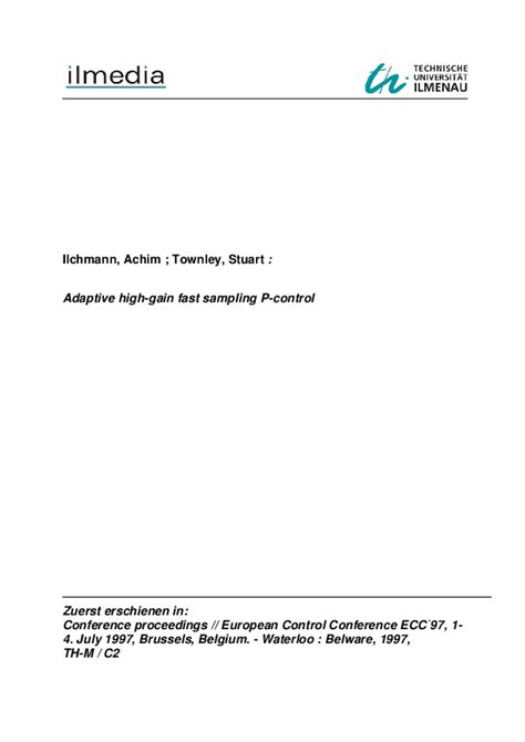 pdf adaptive high gain fast sampling p control