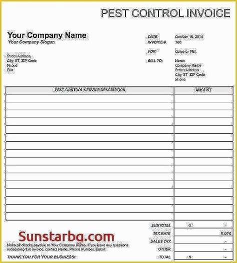 Pest Control Receipt Template A Pest Control Invoice Records Relevant