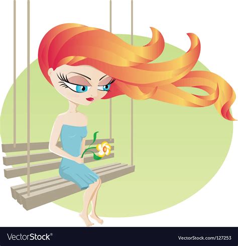 Sad Girl Sitting On Bench Royalty Free Vector Image