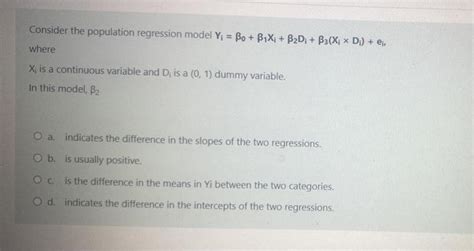 solved consider the population regression model y₁ bo