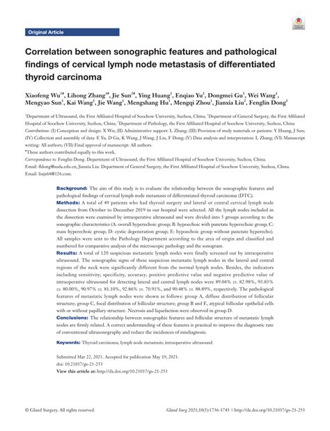 Pdf Correlation Between Sonographic Features And Pathological