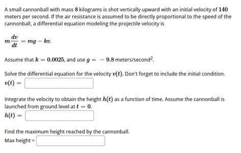 solved q1 a small cannonball with mass 8 kilograms is shot