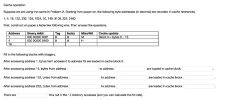 Cache Operation Suppose We Are Using The Cache In Chegg Com