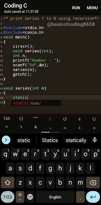 Print 1 To N Using Recursion In C Program 👍recursionseriesprintbasicofcodingcoding