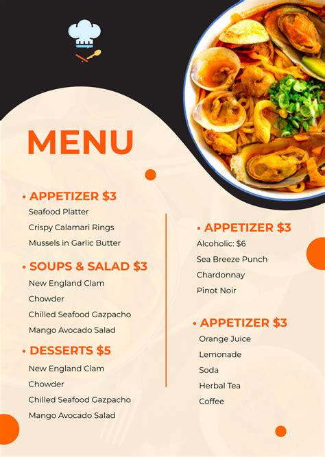 Free Restaurant Menu Price List Template To Edit Online
