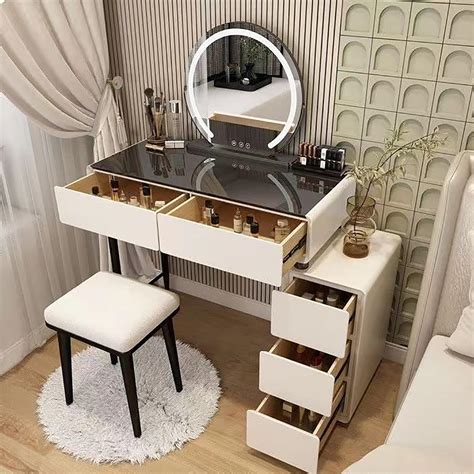 Women Vanity Makeup Desk With Stool White Bedroom Dressing Table With