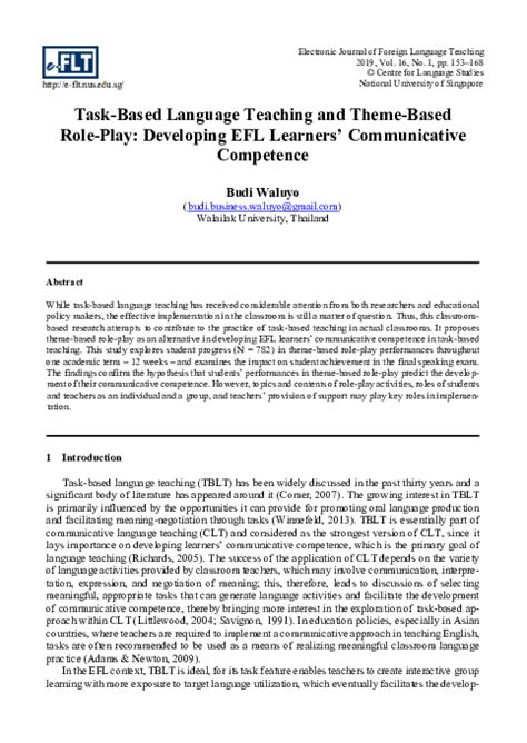 pdf task based language teaching and theme based role play