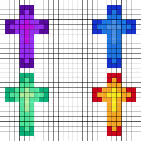 Simple Cross Perler Bead Pattern Bead Sprites Misc Fuse Bead
