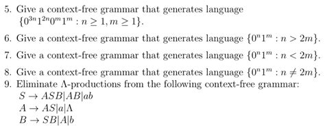 solved 5 give a context free grammar that generates