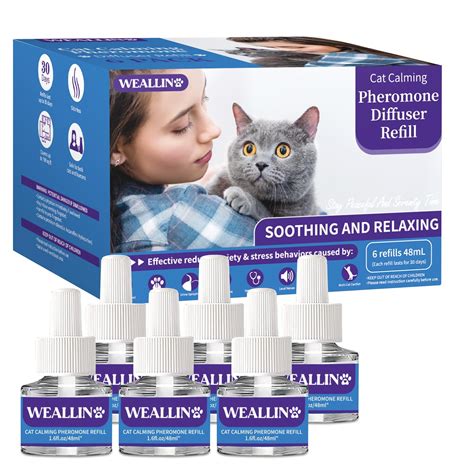 Weallin 6 Pack Cat Calming Diffuser Refills Cat Pheromones Calming Diffuser Refill Relieve