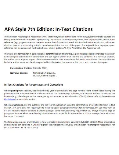 APA In Text Citation Examples To Download
