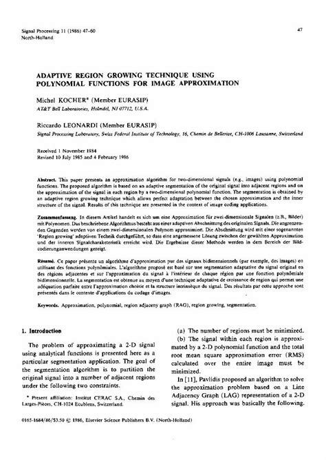 Pdf Adaptive Region Growing Technique Using Polynomial Functions For