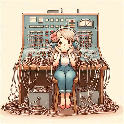 Switchboard Operator In Cables Stock Illustration Illustration Of