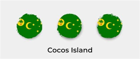 코코스 섬 플래그 그런 지 거품 아이콘 벡터 일러스트 레이 션 프리미엄 벡터