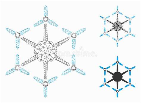 Hexacopter Vector Mesh Carcass Model And Triangle Mosaic Icon Stock Vector Illustration Of