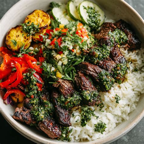 Skirt Steak Rice Bowls With Chimichurri
