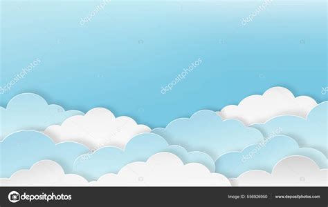 Cloud Blue Sky Background Vector Illustration Cloudscape Layers Paper