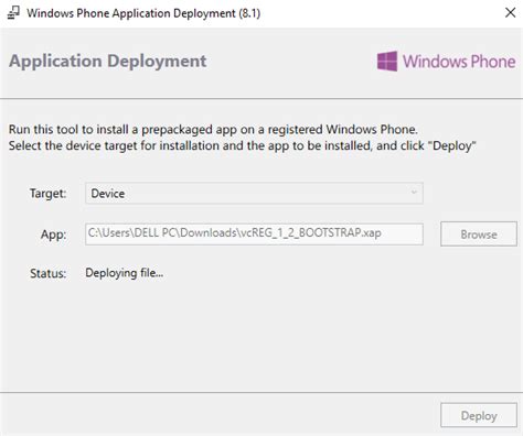 Deploy Application VcRegBootstrap