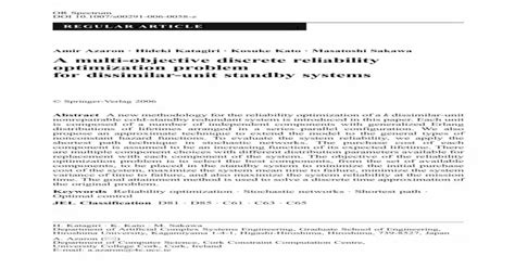 A Multi Objective Discrete Reliability Optimization Problem For