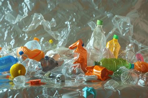 Trashed Plastic Objects Arrangement Premium Ai Generated Image