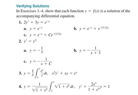 Solved Verifying Solutions In Exercises 1 4 Show That Each