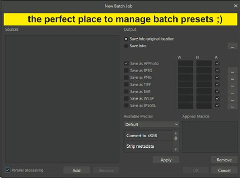 Saving And Loading Batch Jobs Feedback For The Affinity V2 Suite Of Products Affinity Forum