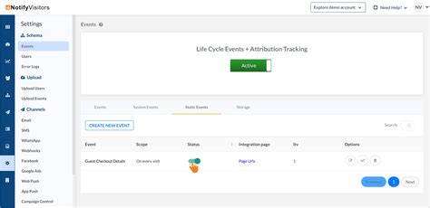 Static Event Tracking Configuration Notifyvisitors Notifyvisitors