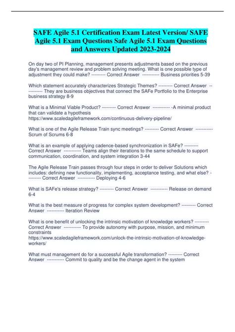 Safe Agile 5 1 Certification Exam Latest Version Safe Agile 5 1 Exam Questions Safe Agile 5 1