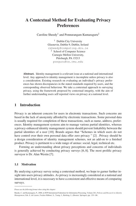 Pdf A Contextual Method For Evaluating Privacy Preferences