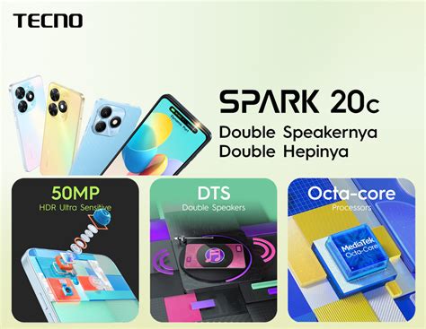 Jual [non Nfc] Tecno Spark 20c 4gb 128gb 18w Fast Charging Stereo Dual Speaker Dynamic Port