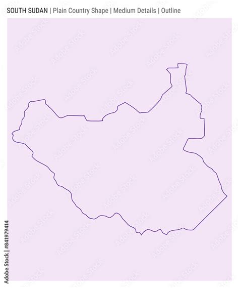 South Sudan Plain Country Map Medium Details Outline Style Shape Of