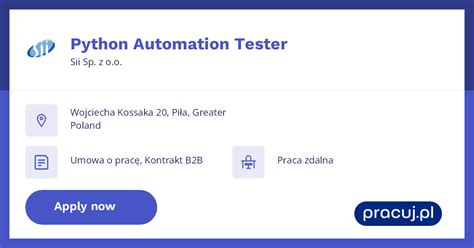 Oferta Pracy Python Automation Tester Sii Sp Z Oo Piła