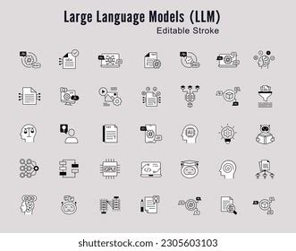 Large Language Model Icons Set Illustrates Stock Vector Royalty Free Shutterstock