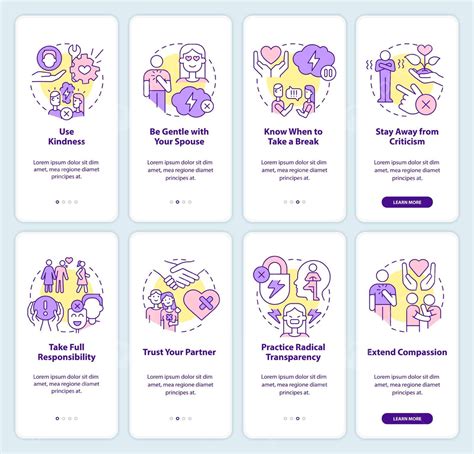 Mobile App Screen Set For Improving Relationships And Marriages Through