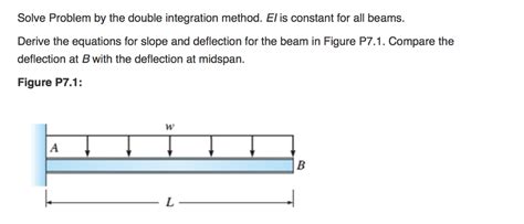 Solved Solve Problem By The Double Integration Method El Is