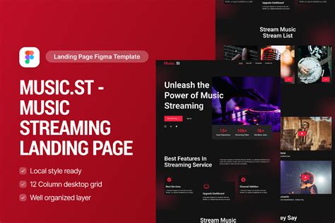 music st music stream landing page template figma