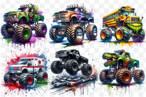 Monster Truck Png Bundle Monster Jam Sublimation Clipart Includes