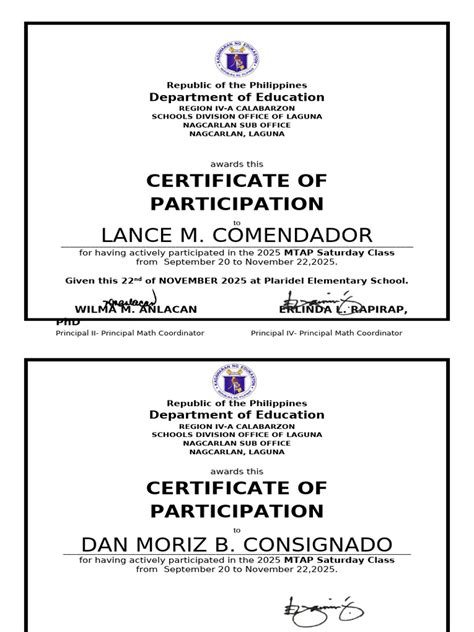 Mtap Certificate2025 Pdf Public Administration Asia