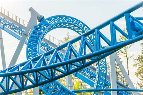 Roller Coaster Blue Up Down Turn And Passing Loop Feint Spiral Train