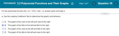 Solved Homework Polynomial Functions And Their Graphs Chegg