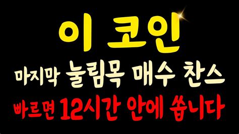 이 코인 마지막 눌림목 매수 찬스 빠르면 12시간 안에 쏩니다 가상화폐 비트코인 도지코인 주식 리플